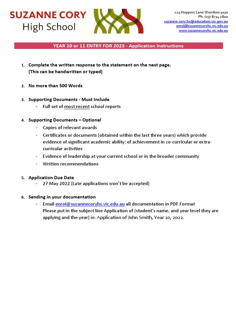 Year 10 or 11 Entry For 2022 Written Response For Edu - Test - Updated ...