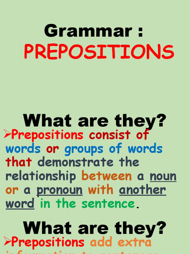YEAR 5 & 6 (PREPOSITIONS)(Time & Places) | PDF