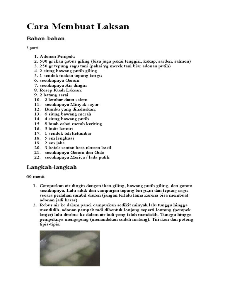 Cara Membuat Laksan | PDF | Memasak, Makanan, & Anggur