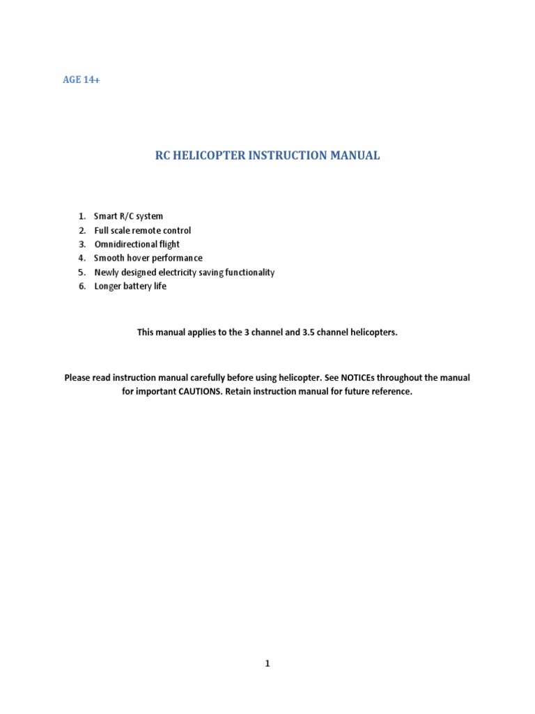 RC Helicopter Instruction Manual | PDF