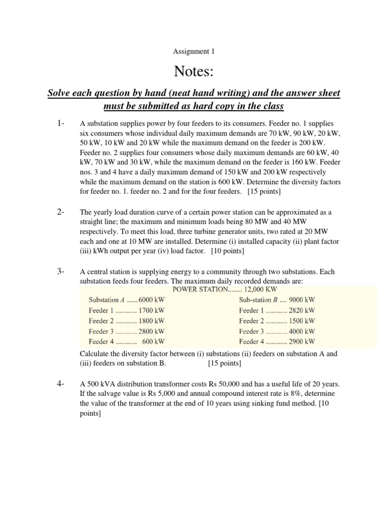 Ass 1 | PDF | Watt | Power Station