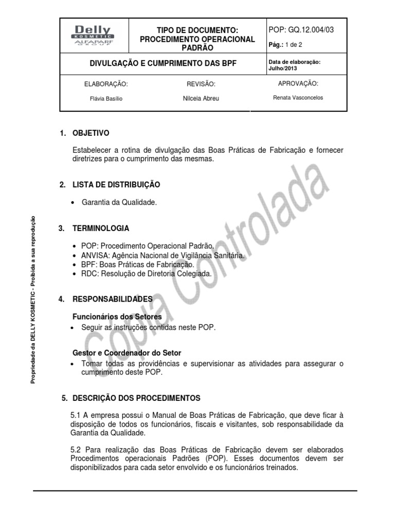 POP GQ 12.004 03 - Divulgação e Cumprimento das BPF | PDF