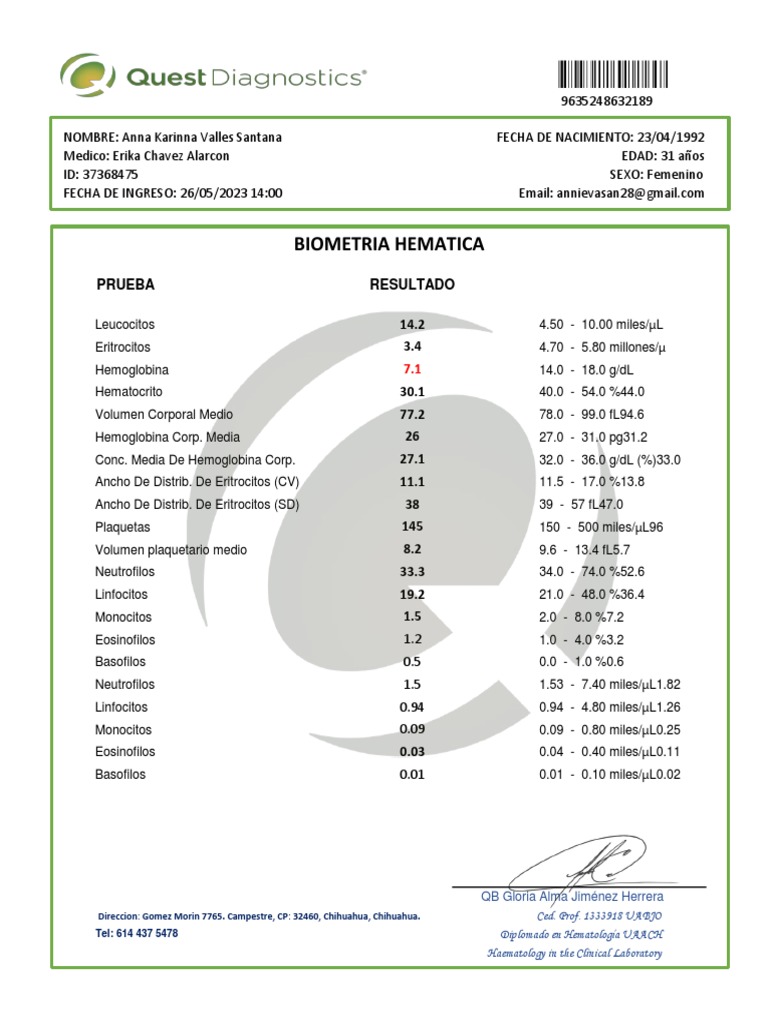 Biometria Hematica Anna Valles | PDF | Biología Celular | Fluidos ...