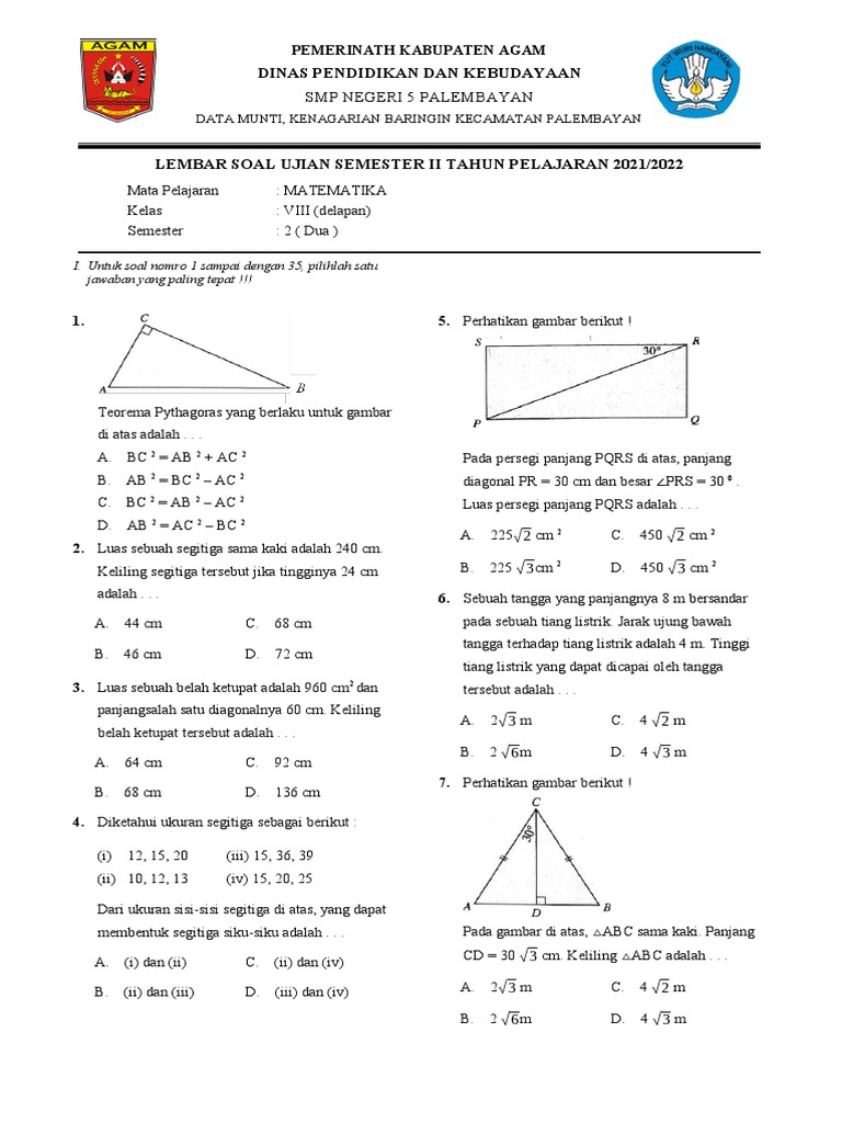 Soal UAS kelas 8 | PDF
