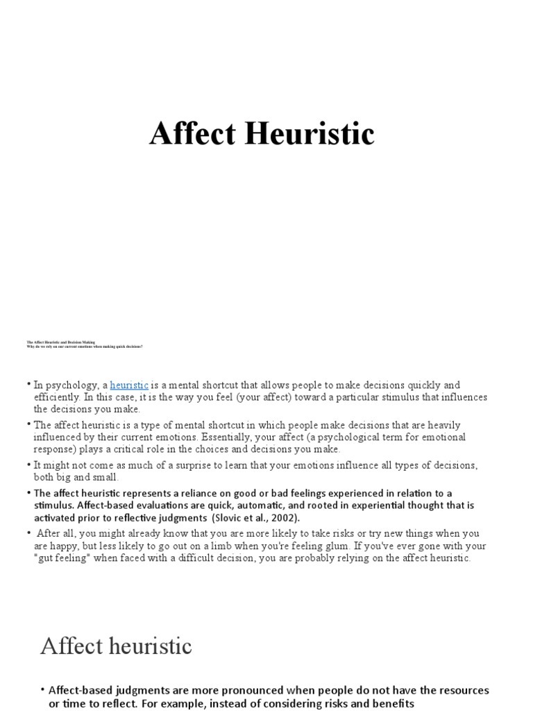 Affect Heuristic | PDF | Affect (Psychology) | Risk