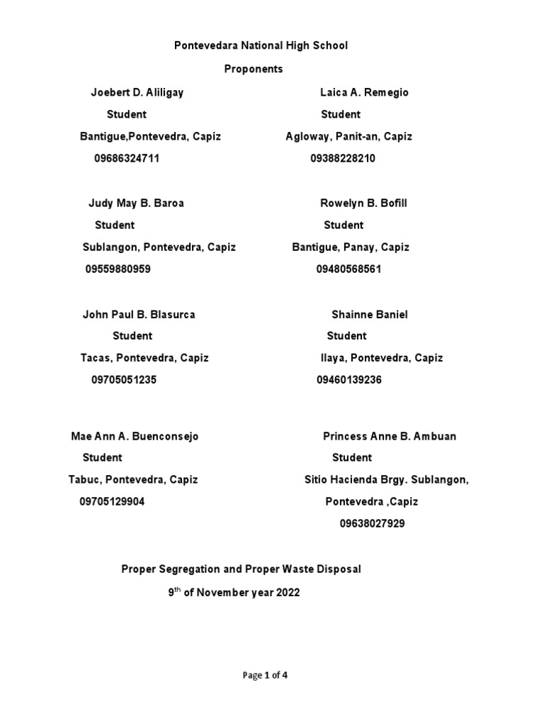 Proper Segregation and Proper Waste Disposal | PDF | Waste | Municipal ...
