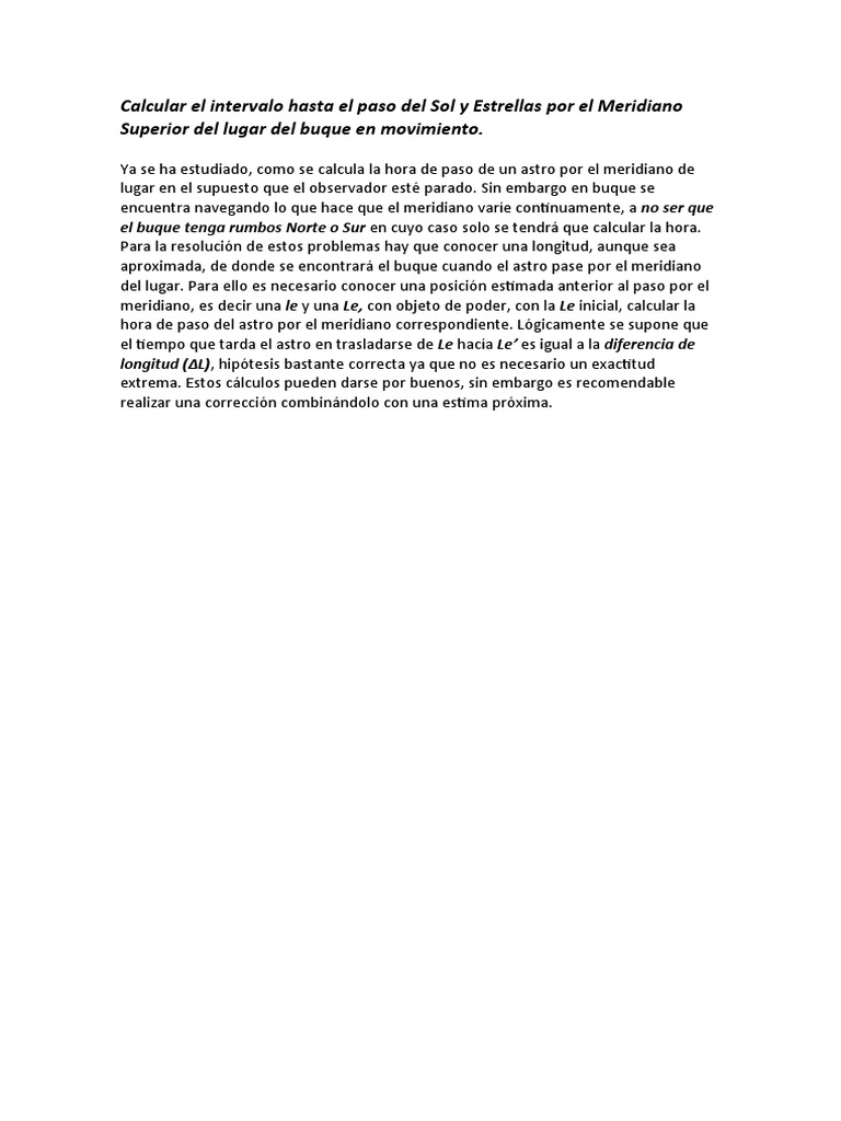 Cálculo del Paso del Sol en Navegación | PDF | Ciencia y matemáticas