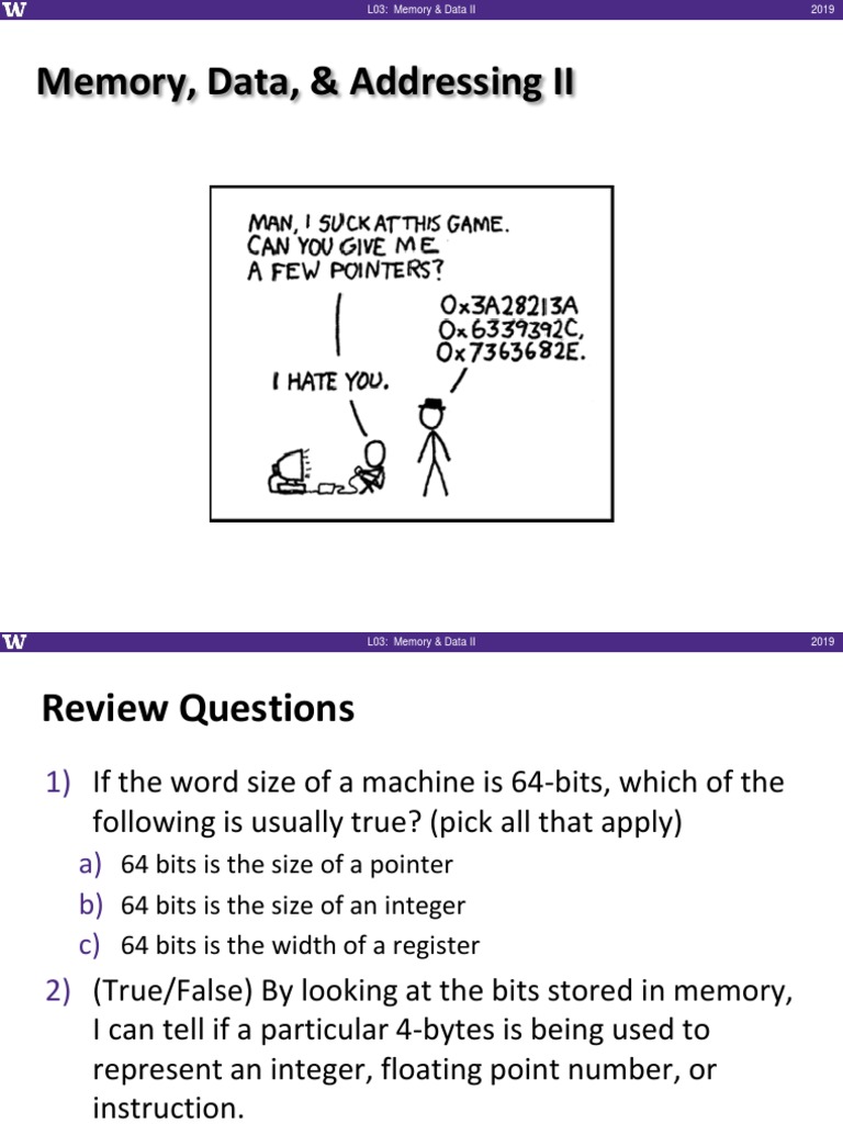 L03 Memory Ii Pdf Pointer Computer Programming Integer Computer Science