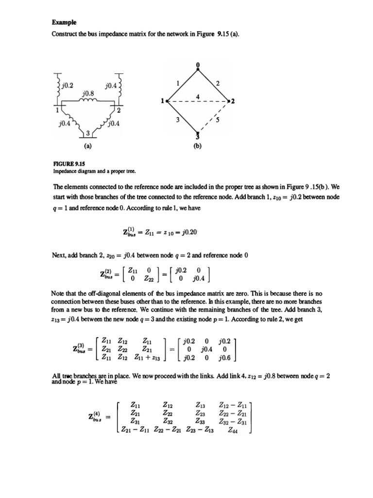 Bus Impedance Matrix Building Algorithm Illustrated With An Example Pdf Electronic 