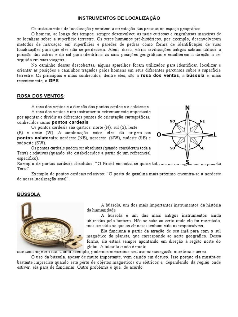 Instrumentos de Localização | PDF | Bússola | Sistema de Posicionamento ...