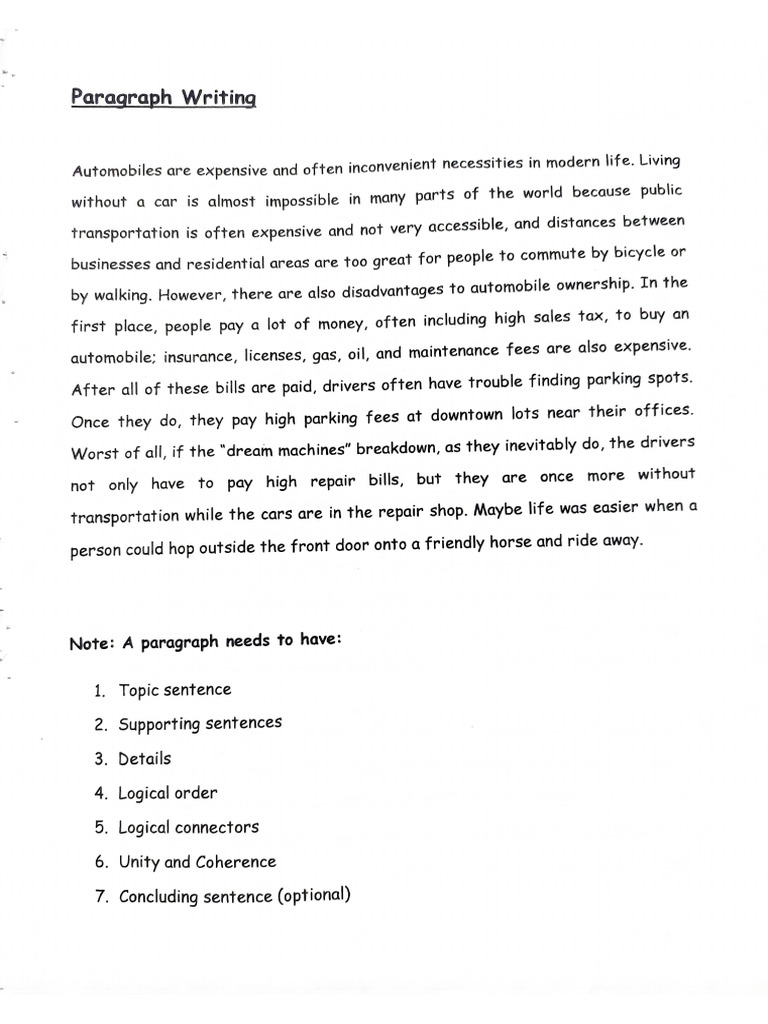 Paragraph Writing 2 | PDF