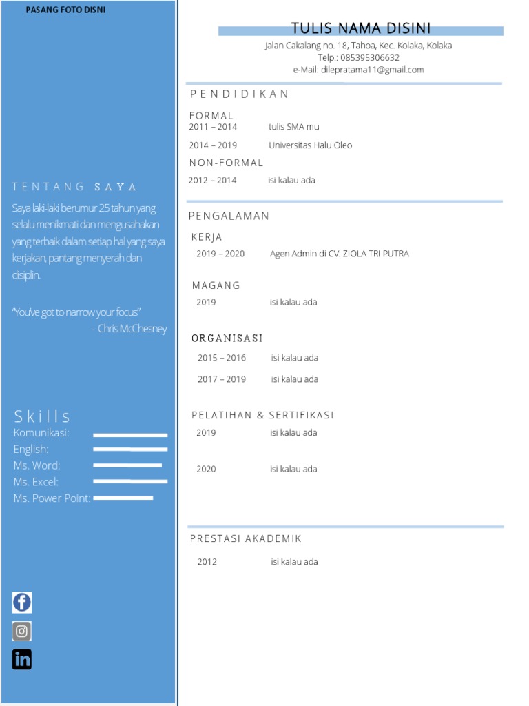 Format CV Adil | PDF