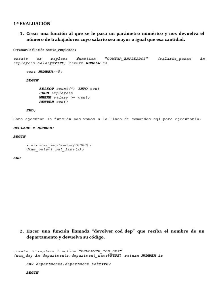 Ejercicios PLSQL - Resueltos - 37 - Ejercicios | PDF Ejercicios PLSQL - Resueltos - 37 - Ejercicios | PDF