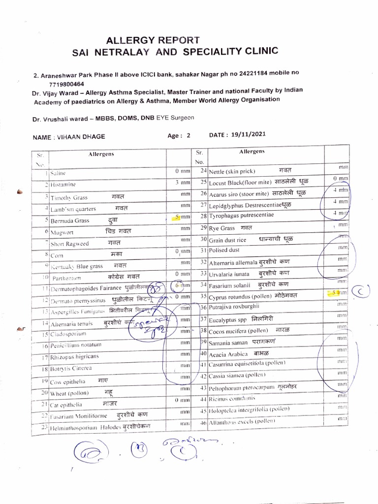 Allergy Report | PDF | Clinical Medicine | Medical Specialties