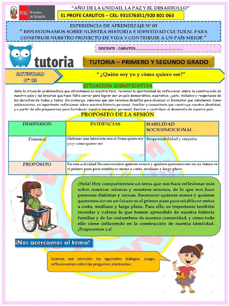 Experiencia de Aprendizaje #03 - Actividad #03 - 1ero y 2do - Tutoria - 00001 | PDF