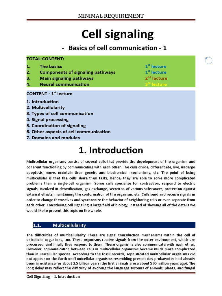 CELL SIGNALING - General Principles | PDF | Cell Signaling | Signal ...