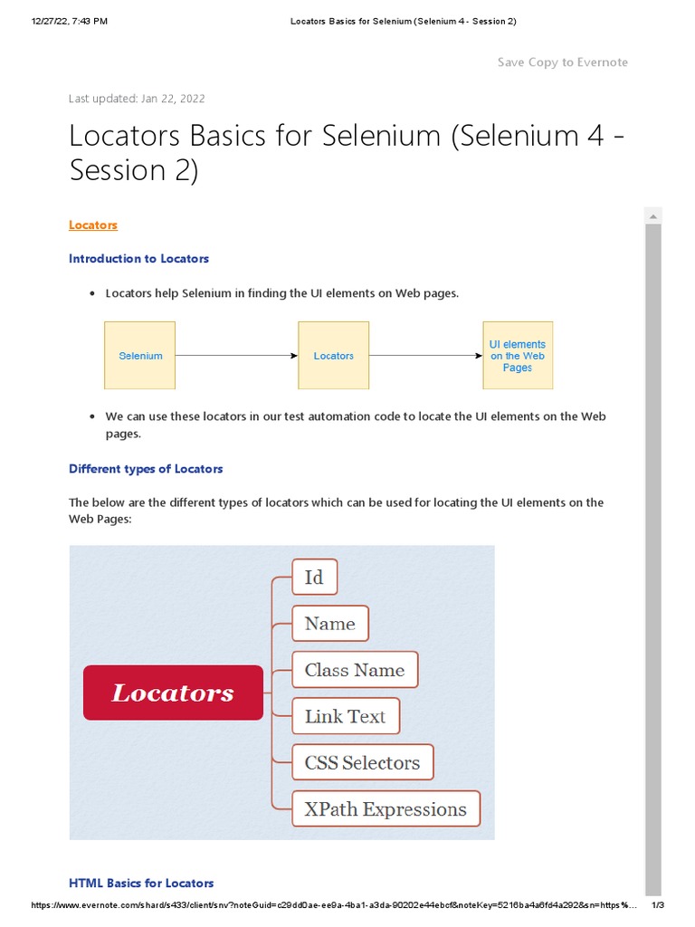 Locators Basics For Selenium Selenium 4 Session 2 Pdf 