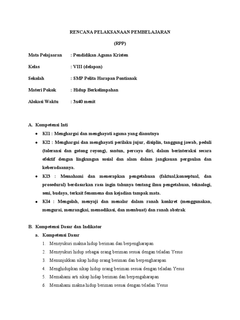 RPP Kelas 8 SMP | PDF