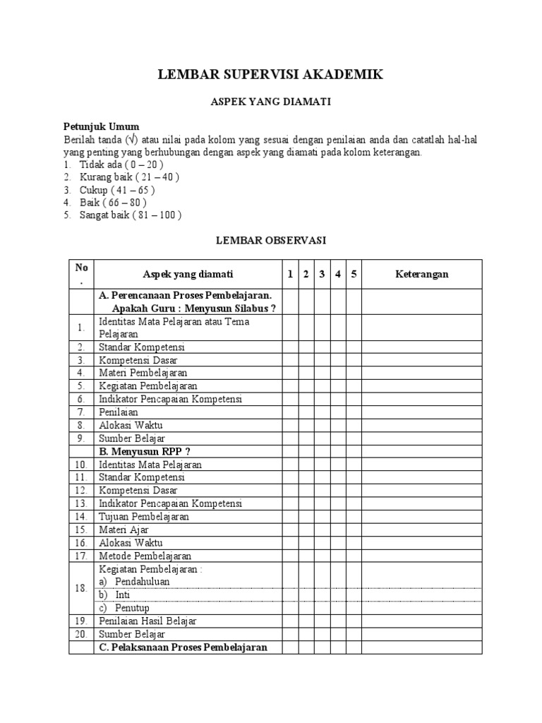 LEMBAR SUPERVISI AKADEMIK | PDF