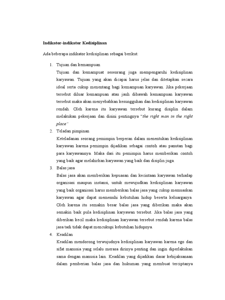Indikator Kedisiplinan Karyawan yang Efektif | PDF | Karier & Perkembangan