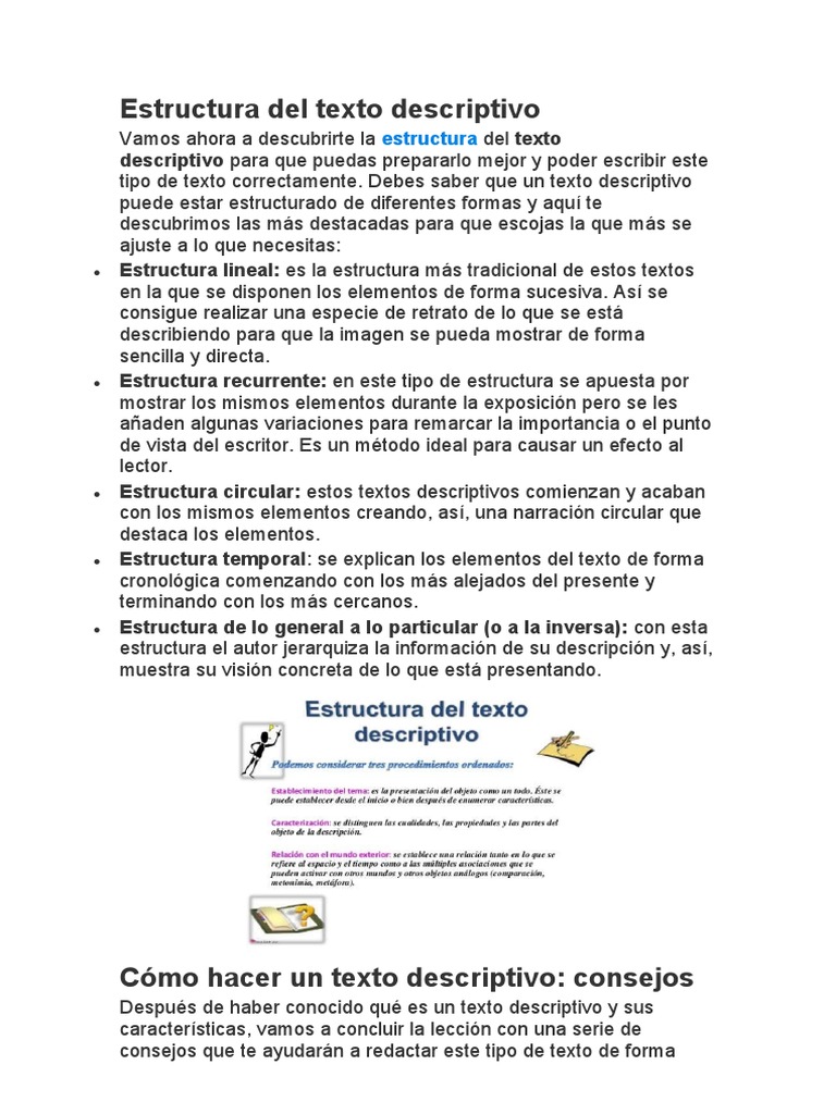 Estructura Del Texto Descriptivo | PDF