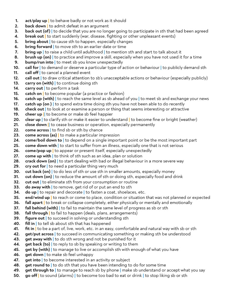 100+ Phrasal Verbs List | PDF