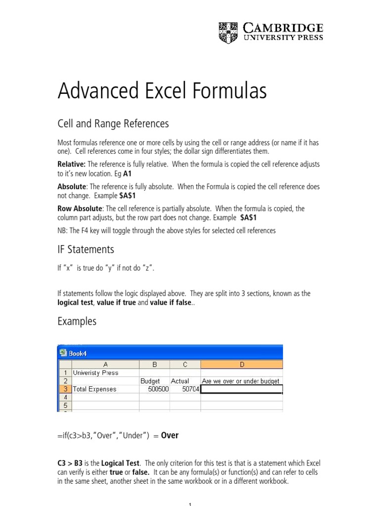 Advanced Excel Formulas | PDF | Table (Database) | Database Index