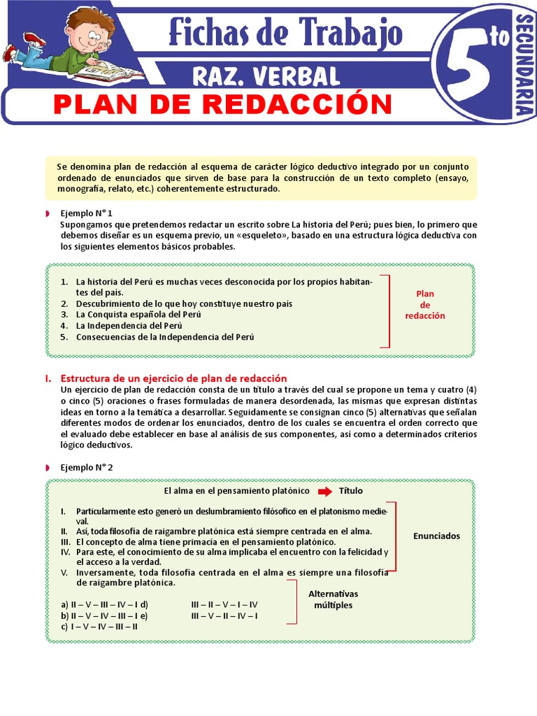 Plan de Redaccion para Quinto Grado de Secundaria | PDF