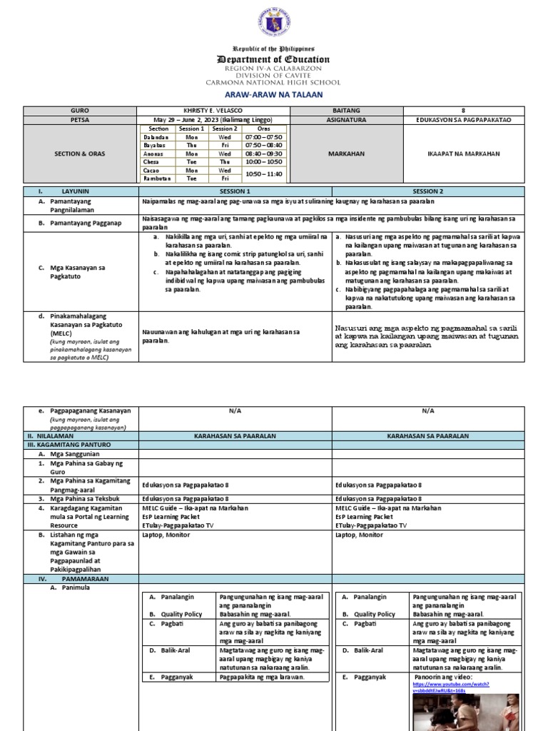 2022-23. Q4 DLL - Week-5 | PDF