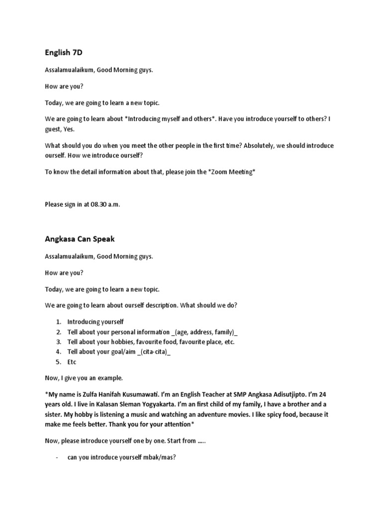 English 7D & Angkasa Can Speak | PDF | Lifestyle