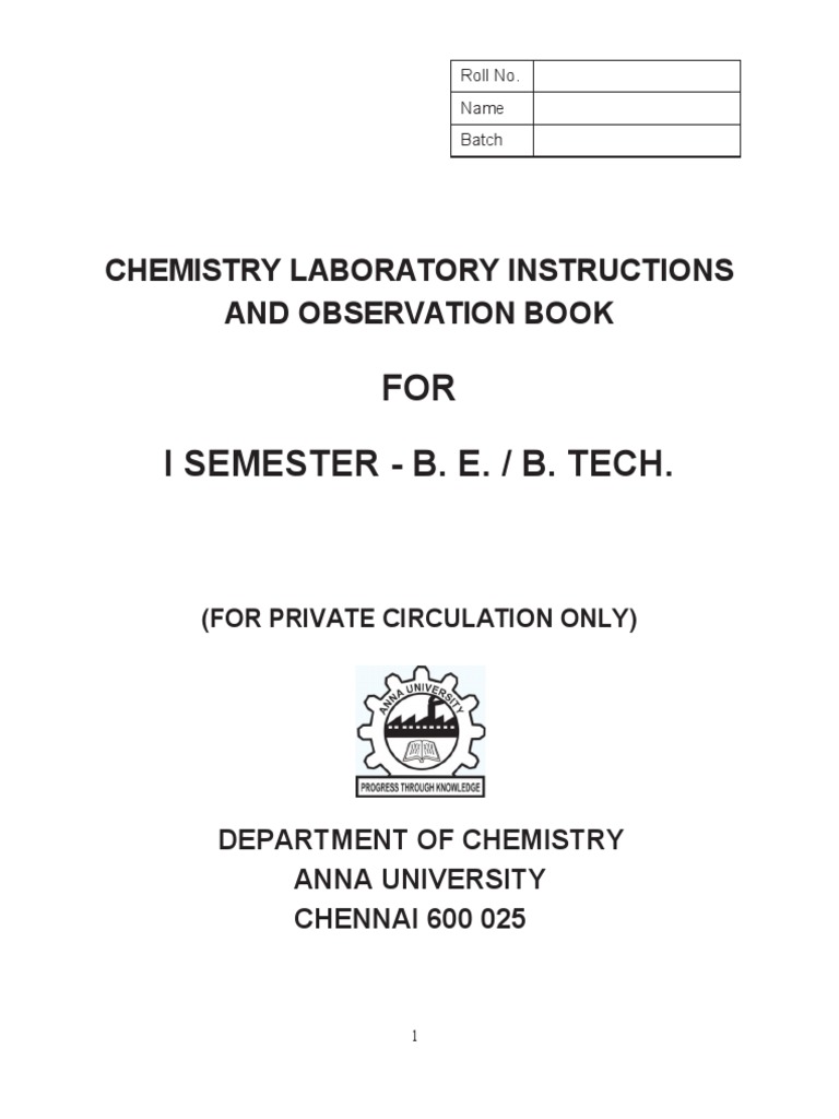 Chem Lab Manual | PDF | Chemistry | Titration