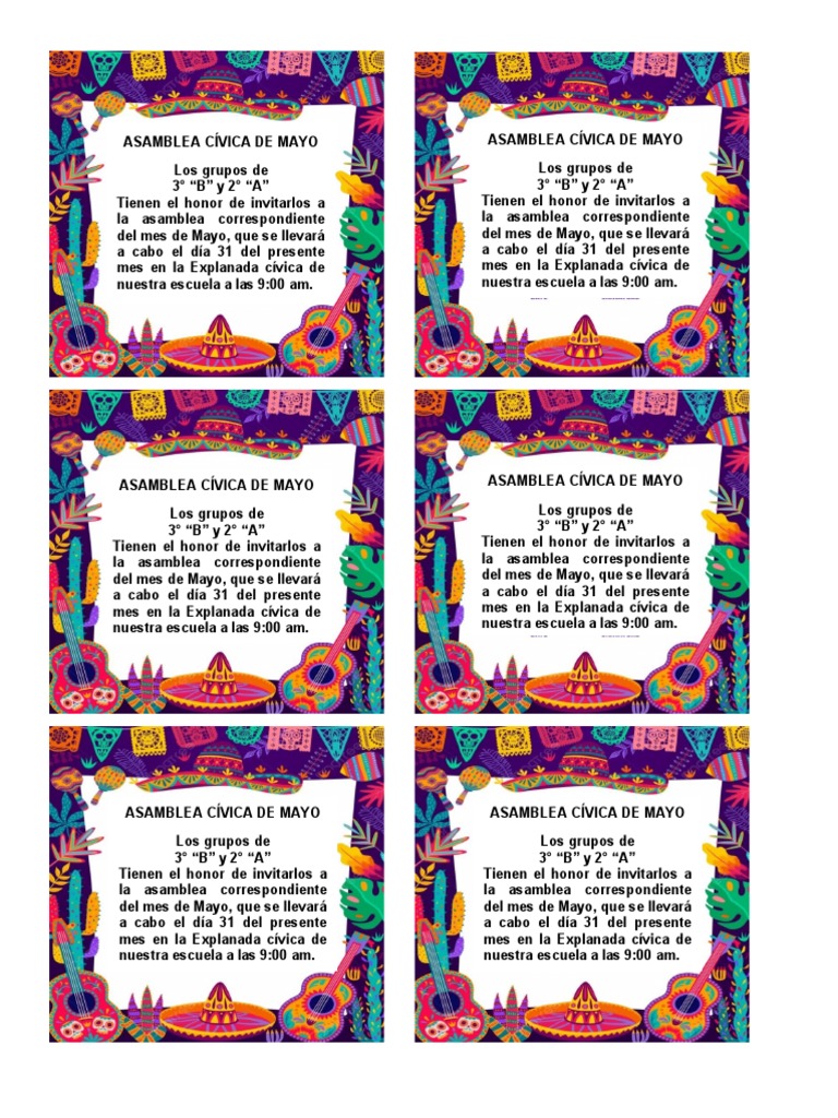 Invitación A La Asamblea De Mayo Pdf Arte
