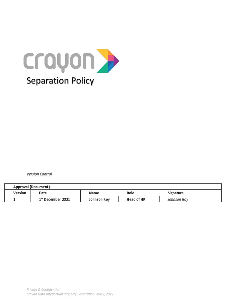 Separation Policy: Version Control | PDF | Employment | Payroll