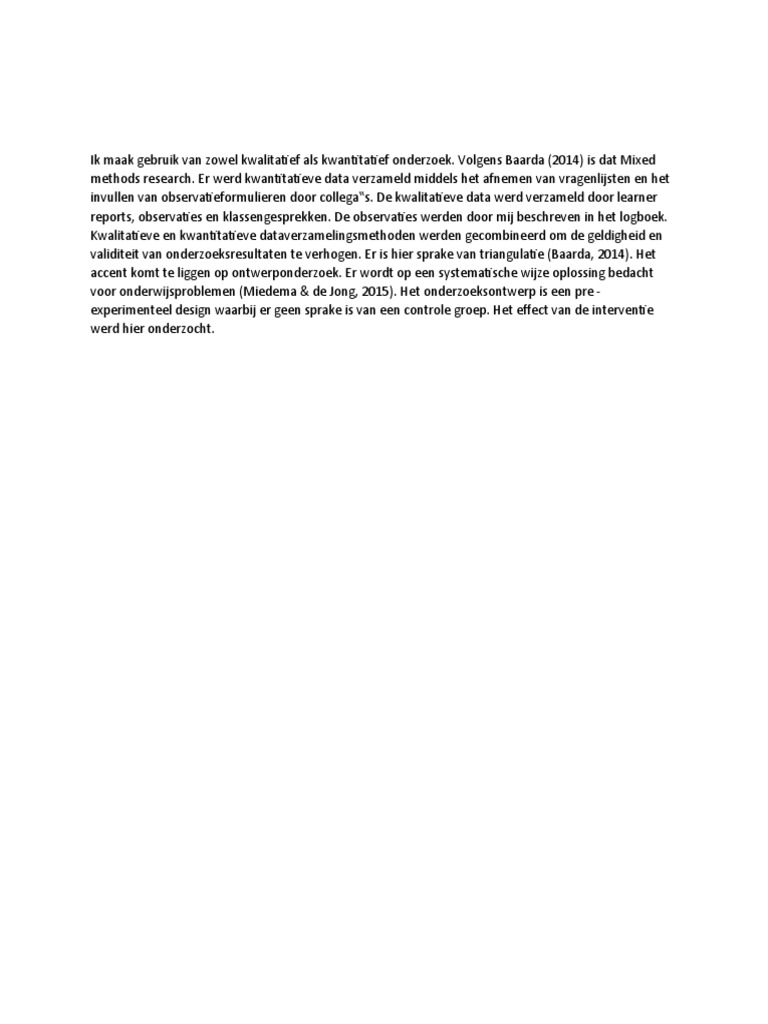 Ik Maak Gebruik Van Zowel Kwalitatief Als Kwantitatief Onderzoek | PDF