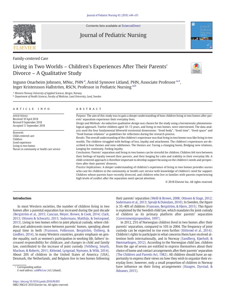 Children's Experiences of Living in Two Homes | PDF | Family | Sibling