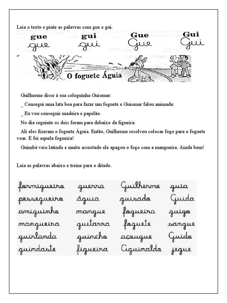 Alfabetização Letra Gue e Gui | PDF