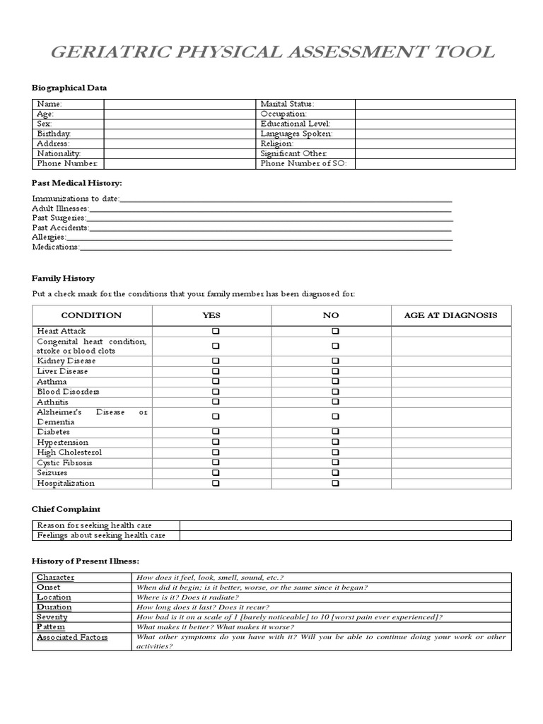 Geriatric Physical Assessment | PDF | Thorax | Myocardial Infarction