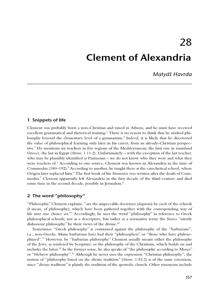 Clement of Alexandria On Christian Philo | PDF | Clement Of Alexandria | Virtue