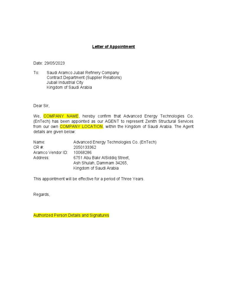 Appointment Letter Sample | PDF