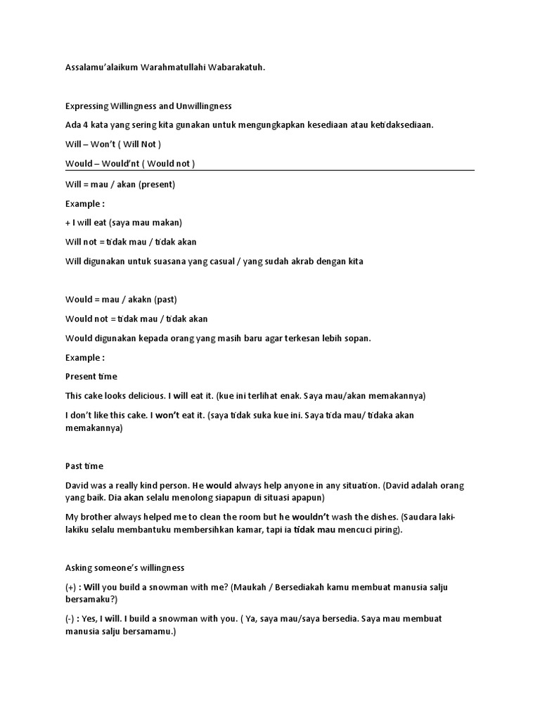 Materi Expressing Willingness | PDF