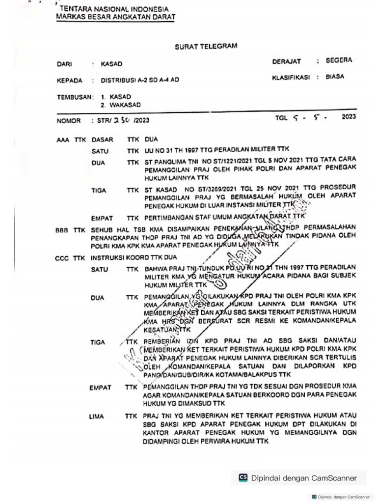 ST Kasad TTG Sop Tni Ad | PDF