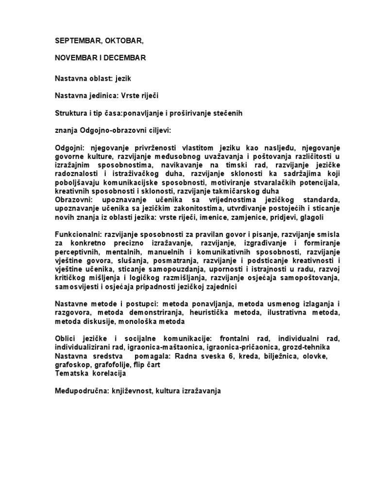 Pisane Pripreme Za Šesti Razred Konačna Verzija | PDF