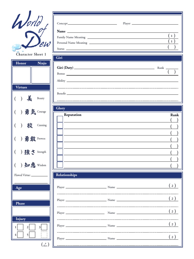 World of Dew Character Sheet | PDF