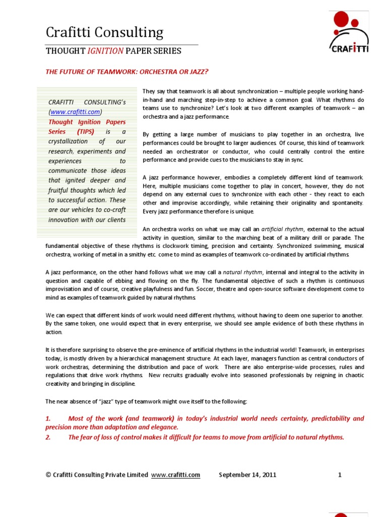 The Future of Teamwork - Orchestra or Jazz | PDF | Orchestras | Jazz