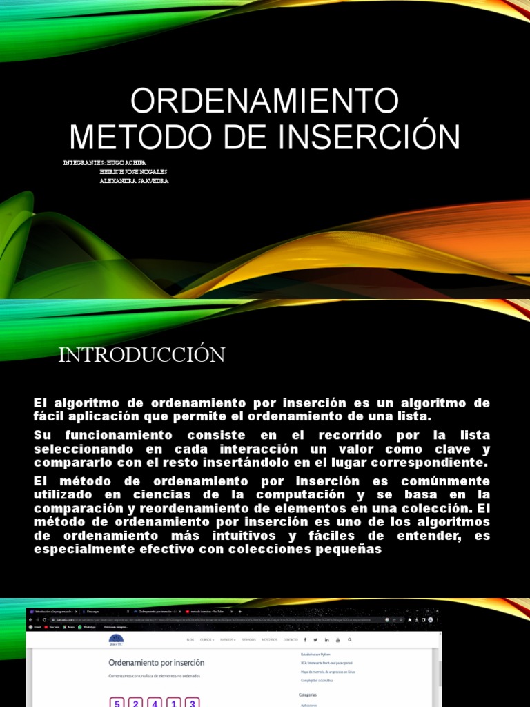 ORDENAMIENTO METODO DE INSERCIÓN | PDF ORDENAMIENTO METODO DE INSERCIÓN | PDF