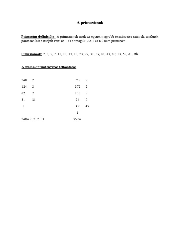 A Prímszámok | PDF