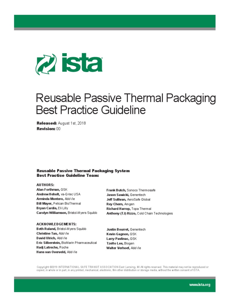 ISTA PCG 01 Reusable Passive Thermal Packaging System Best Practice ...