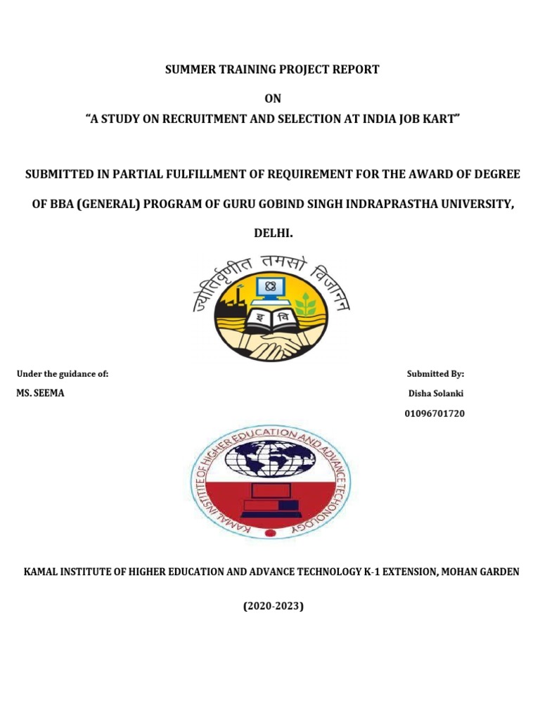 Summer Training Project Report | PDF | Recruitment | Methodology