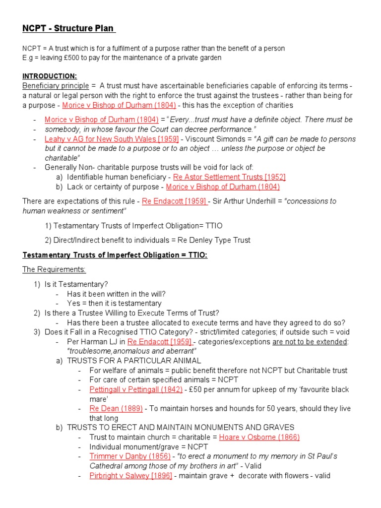 NCPT - Structure Plan | PDF | Trust Law | Beneficiary (Trust)