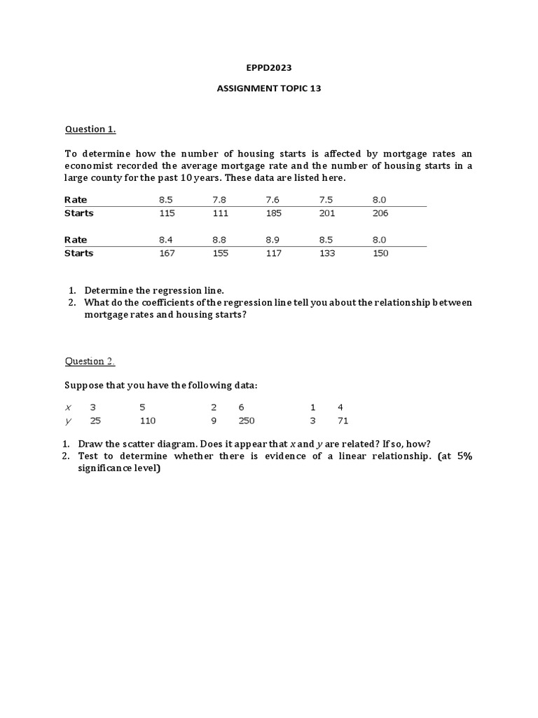Assignment Topic 13 | PDF | Coefficient Of Determination | Regression Analysis